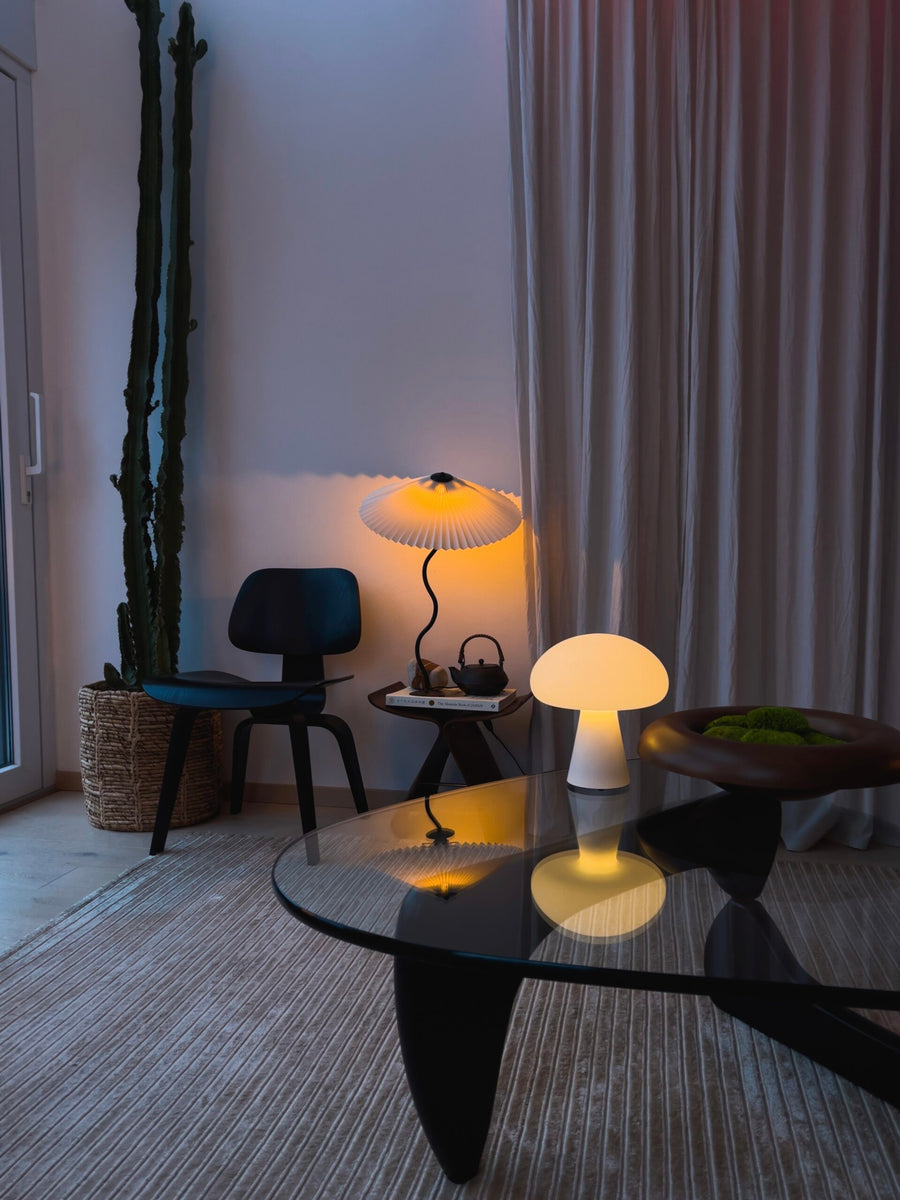 GUBI | Obello Portable Table Lamp - Frosted Mouthblown Glass Shade